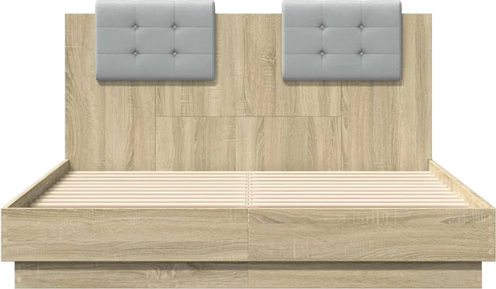 Rám postele s čelem dub sonoma 120 x 190 cm kompozitní dřevo 3209963
