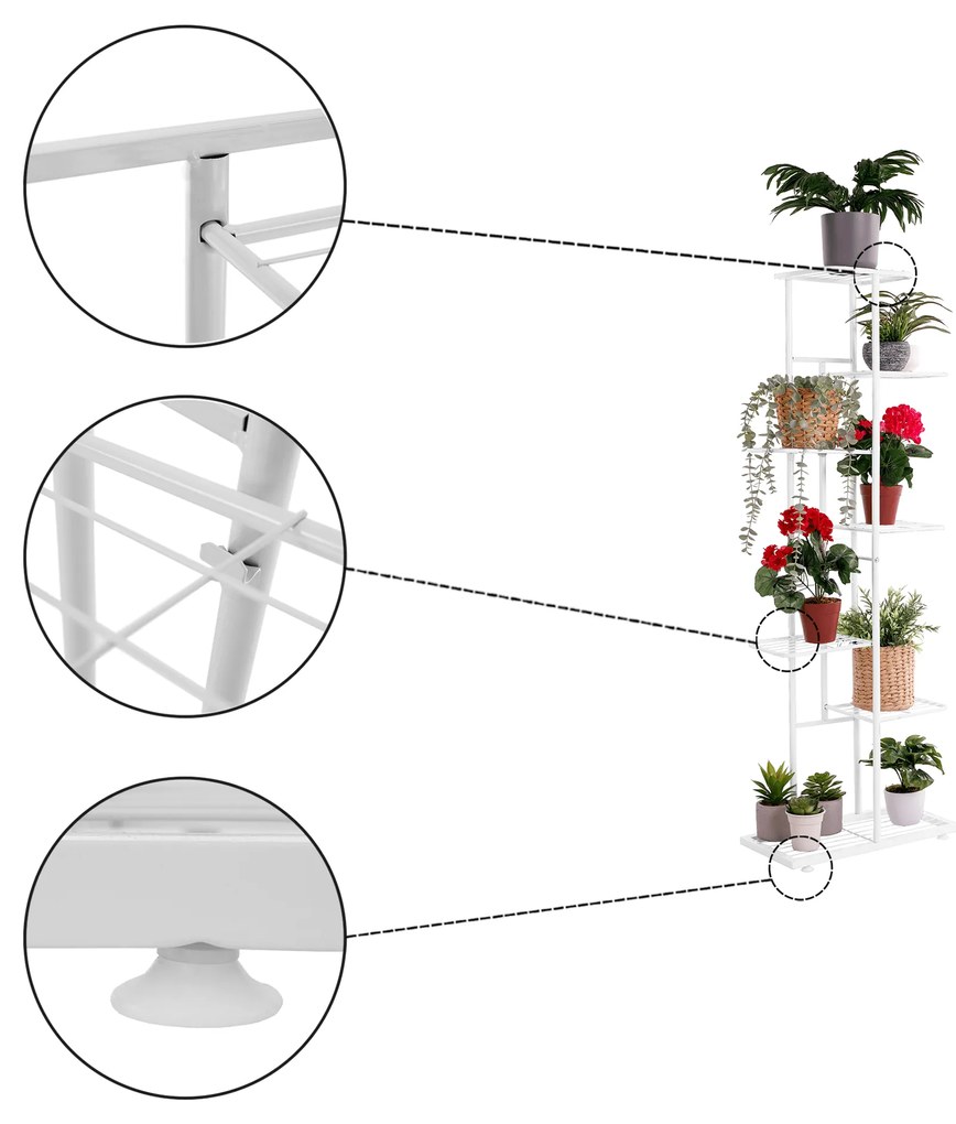 Kondela Kovový stojan na květiny, bílá, BAMIR TYP 2