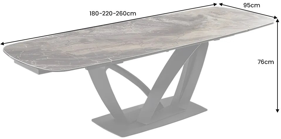 Roztahovací keramický stůl Vallerina 180-220-260 cm taupe