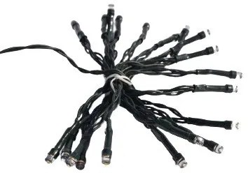 LED světýlka na baterie, venkovní, 2,2 m, ledově bílá, 20 diod, tmavě zelený kabel, IP44, ovladač, 4 × AA