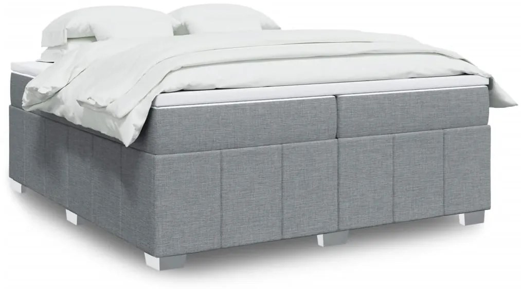 Box spring postel s matrací světle šedá 200 x 200 cm textil 3285498