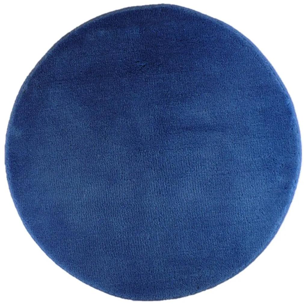 ROUTNER Koupelnová předložka UNI COLOR Modrá - Modrá / Kruh Ø 90 cm