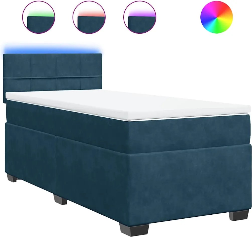 Box spring postel s matrací modrá 80 x 200 cm samet 3288466