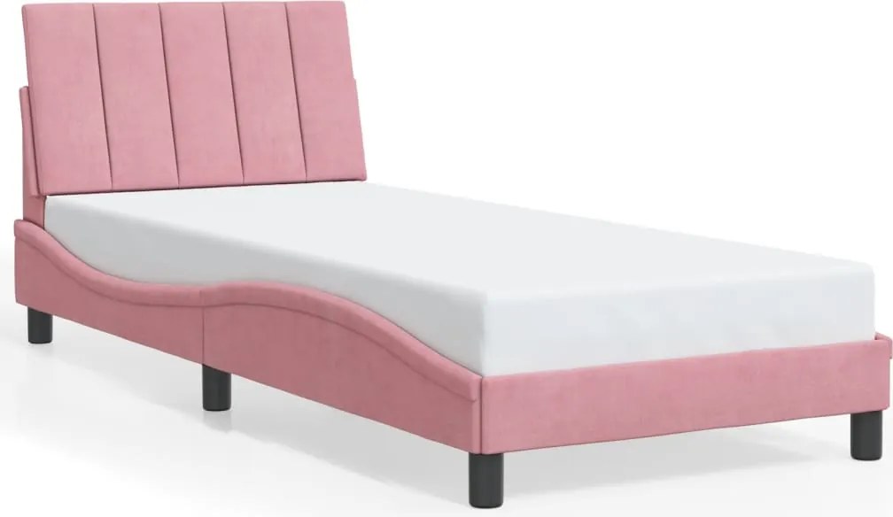 Rám postele s LED osvětlením bez matrace Hanko růžový 80 x 200 cm samet 3213750