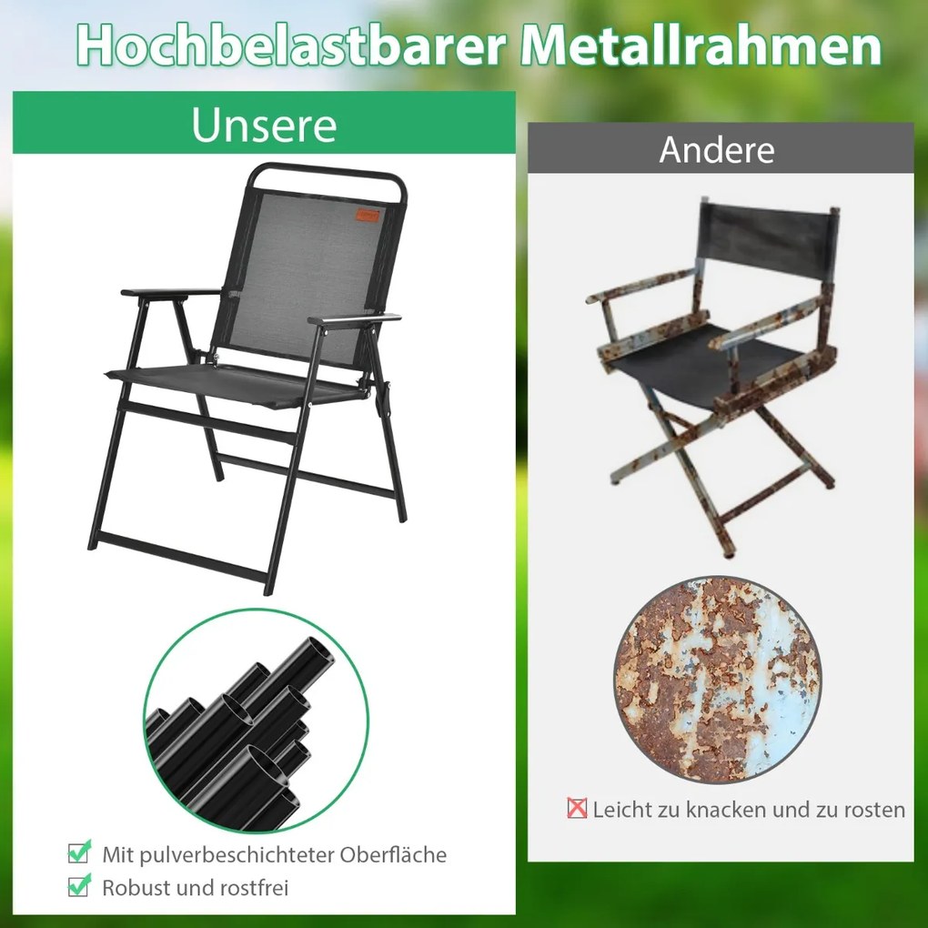Costway Sada 4 zahradních židlí s područkami a opěradlem a prodyšné sedací