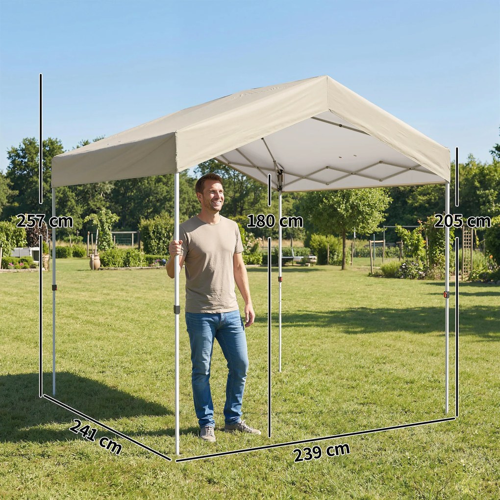 Outsunny skládací altán 2,4 x 2,4 m Pop-up UPF50+ centrální uzávěr nastavitelné výšky cestovní taška pytle na písek béžová