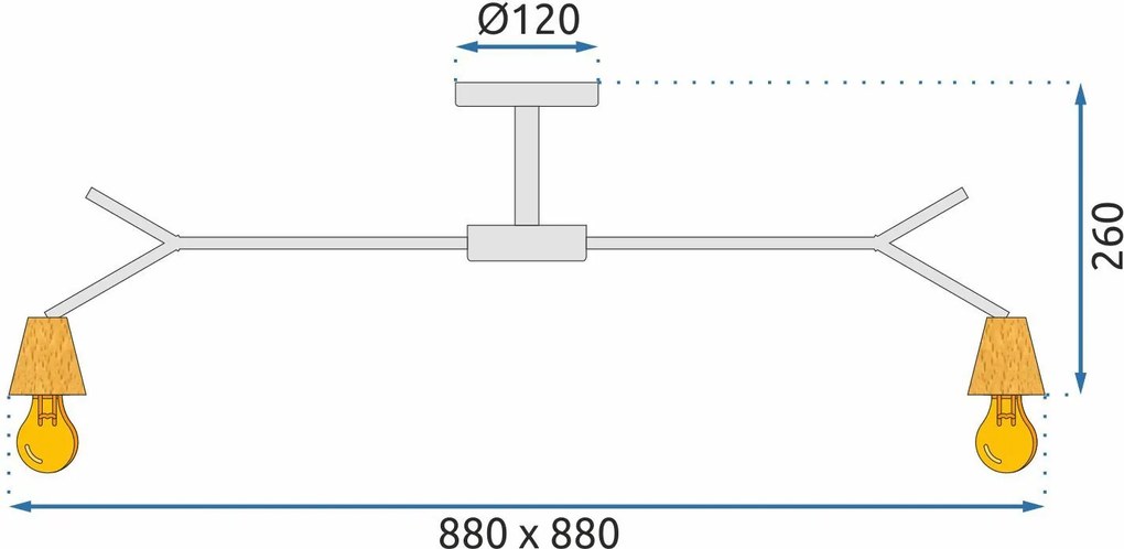 Toolight - Skandinávská kovová stropní lampa 5xE27 60W APP694-5C, černá-hnědá, OSW-05465