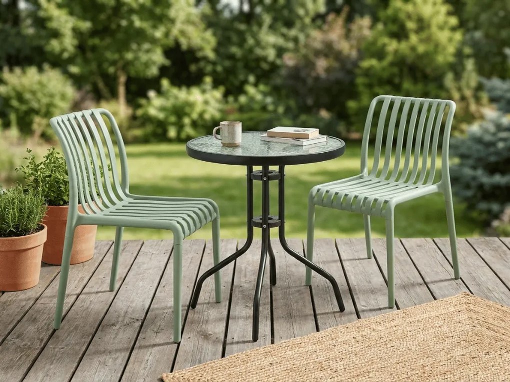 Zahradní set TREGO ISLAND - 2 židle a kulatý stůl ø 60 cm, zelená