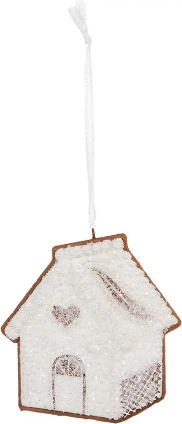 Závěsná dekorace zasněžená perníková chaloupka Frosted Ginger - 9*1*10 cm