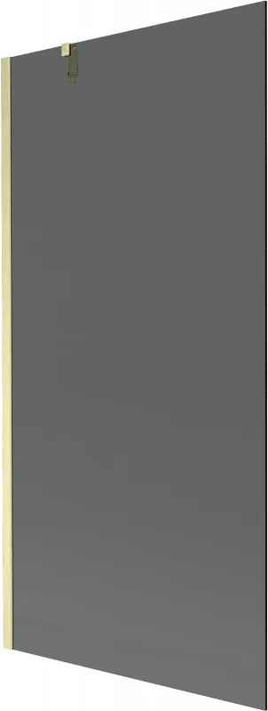 Mexen Next, 1-křídlová vanová zástěna 90 x 150 cm, 6mm šedé sklo, zlatá matná, 895-090-000-00-40-55