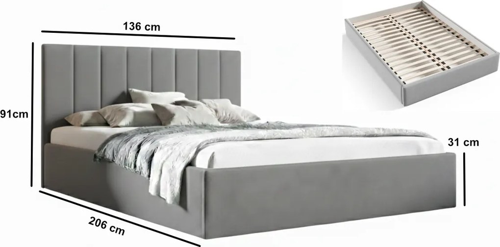 Eka Čalouněná postel LENY 120x200 cm Barva látky Trinity: Tmavě modrá (Trinity 2331), Úložný prostor: Bez úložného prostoru