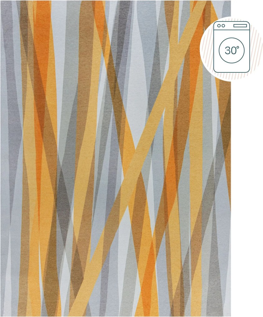 Flair Rugs, AKCE: 170x240 cm Kusový koberec Match Isabella Stripe Grey/Ochre, žlutá, chodba / předsíň