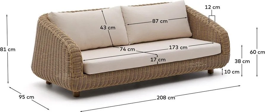 Béžová/v přírodní barvě čalouněná zahradní pohovka Meria – Kave Home