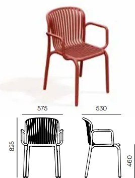 Zahradní židle s područkami BRENES 57,5x53x82,5 cm - výběr z 6 provedení