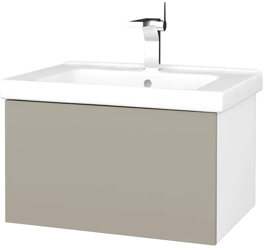 Dřevojas Koupelnová skříň VARIANTE SZZ 65 (umyvadlo Harmonia) Varianta: N01 Bílá lesk / D16 Beton tmavý