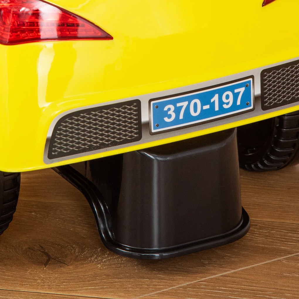 HOMCOM Dětské odrážedlo s volantem, světly a integrovanou hudbou, auto pro děti z PP a kovu, 63,5x28x36 cm, žluté