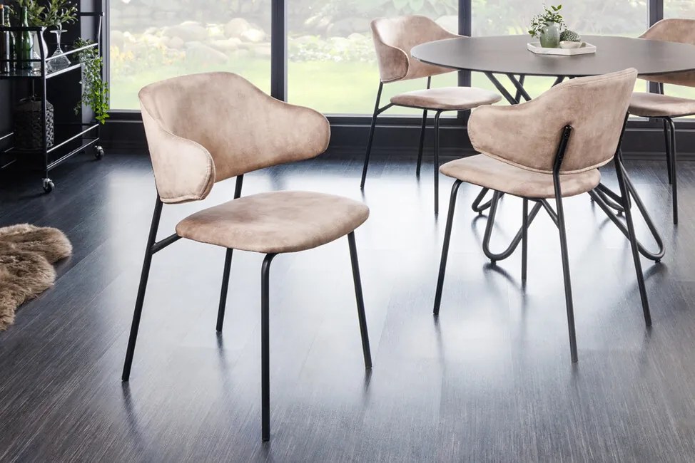 Designová jídelní židle Blois šampaňská samet