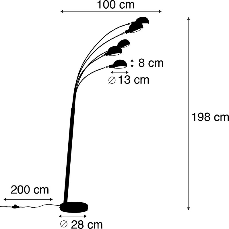Chytrá stojací lampa černá 5-světlo vč. Wifi B35 - Sixties