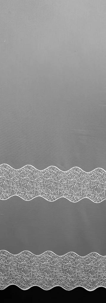 Mantis tylová záclona 620/601 vyšívané vlnky, s bordurou, bílá, výška 290cm ( v metráži)