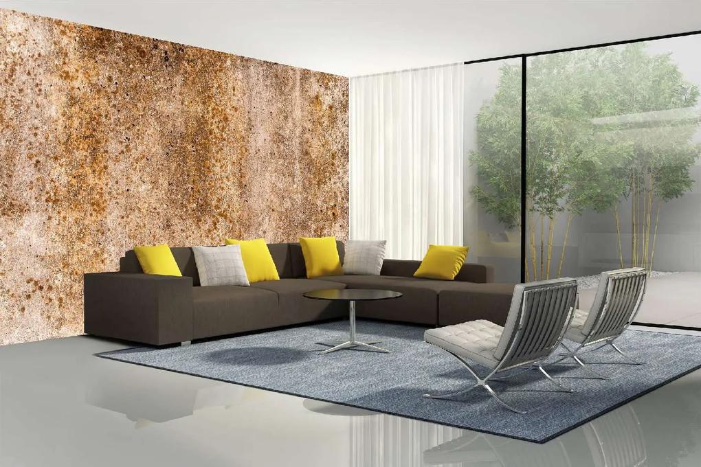 DIMEX | Samolepicí vliesová fototapeta na zeď Rezavá betonová zeď MA-5-2638 | 375 x 250 cm | béžová, oranžová, hnědá