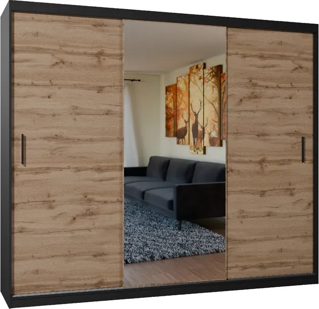 GAB Posuvná šatní skříň se zrcadlem MONTAIRE 250 cm Barva dřeva: Kašmír