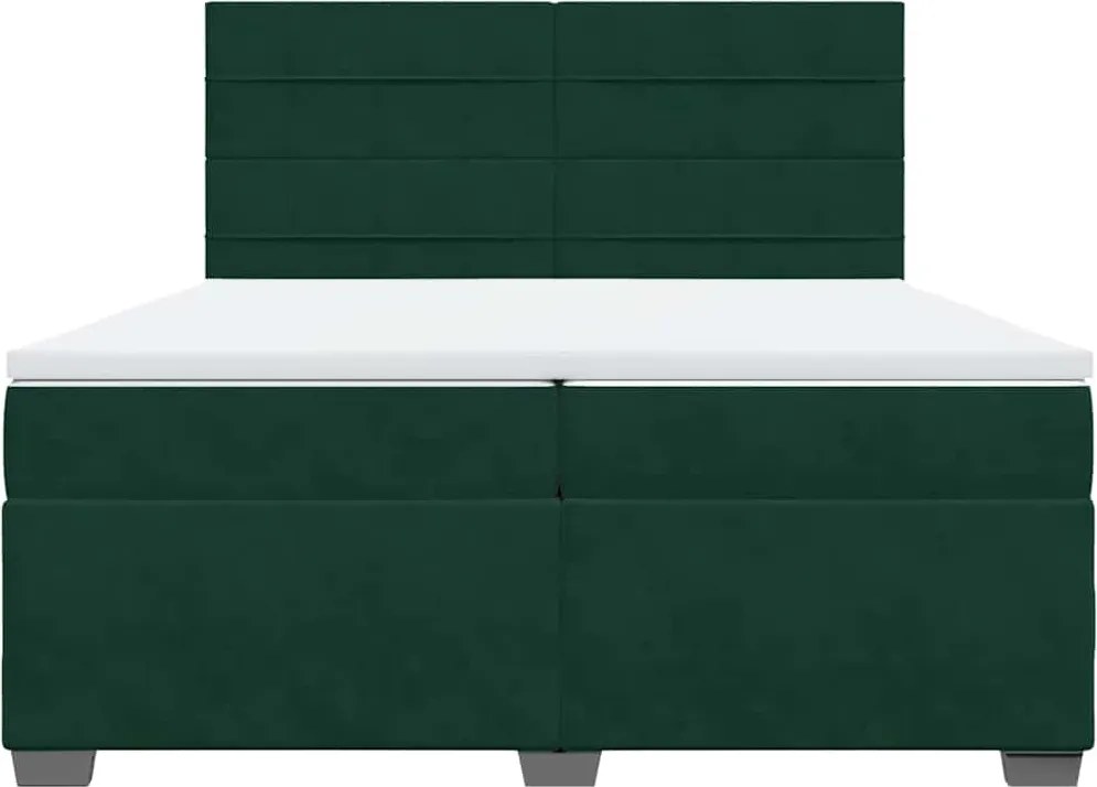 Box spring postel s matrací tmavě zelená 200x200 cm samet 3293305