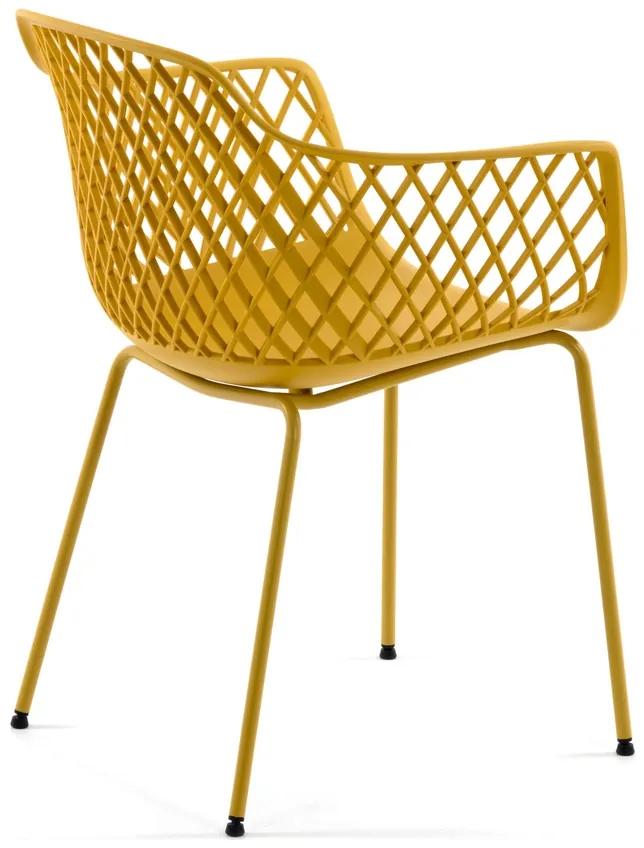 Hořčicově žlutá plastová jídelní židle Kave Home Quinn