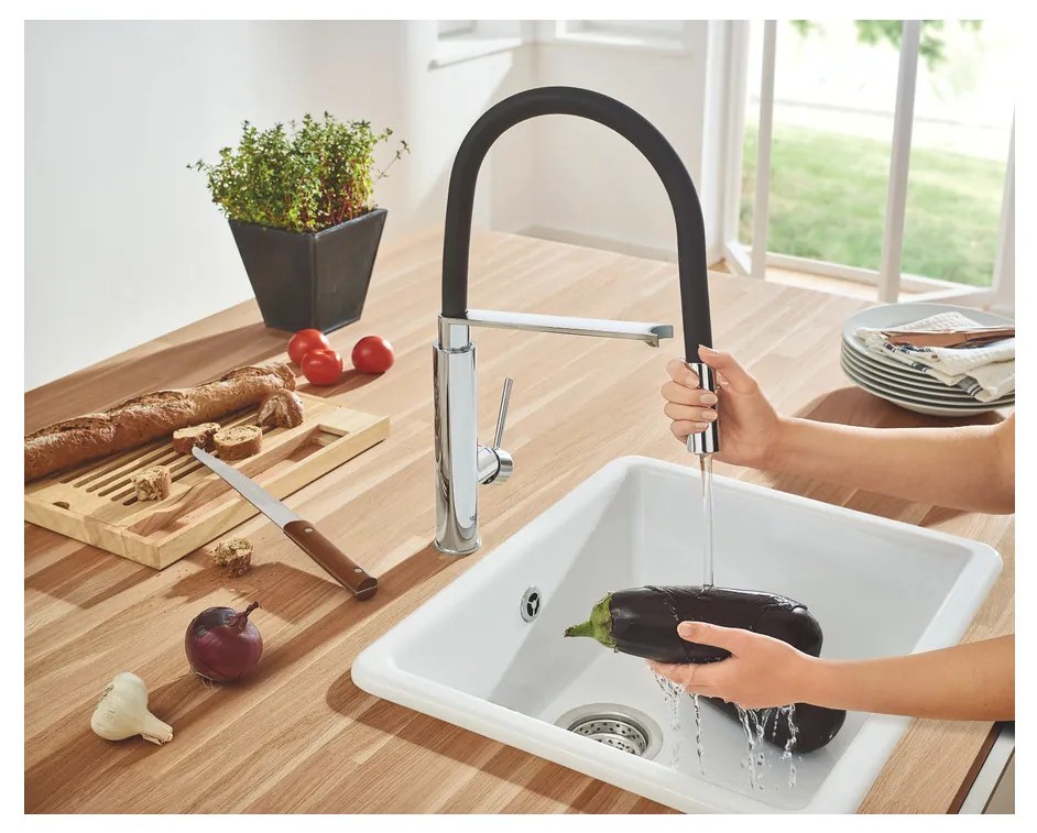 Grohe Concetto - Páková dřezová baterie, silikonové rameno, chrom 31491000