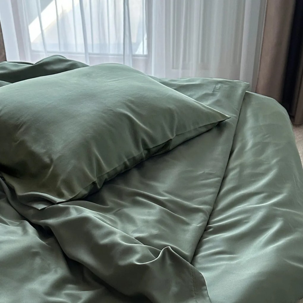 HEDDA Povlečení Tencel™ Lyocell Iballa zelené rozměr: set 70 x 90 cm + 140 x 200 cm