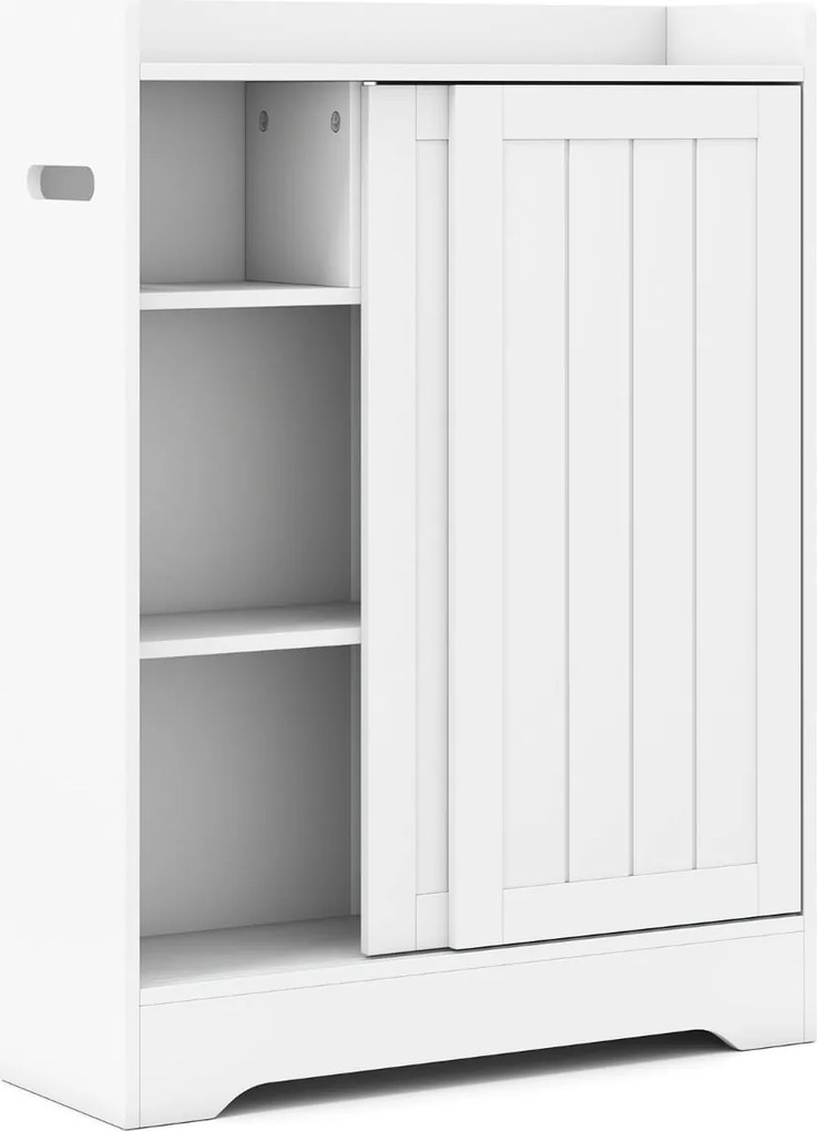 Costway Koupelnová skříňka s bočním držákem toaletního papíru a přihrádkou