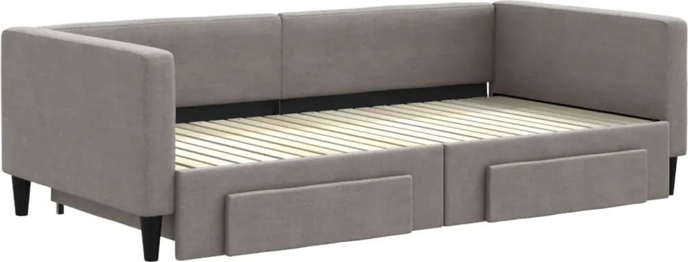 Válenda s přistýlkou a zásuvkami taupe 100 x 200 cm textil 3196622