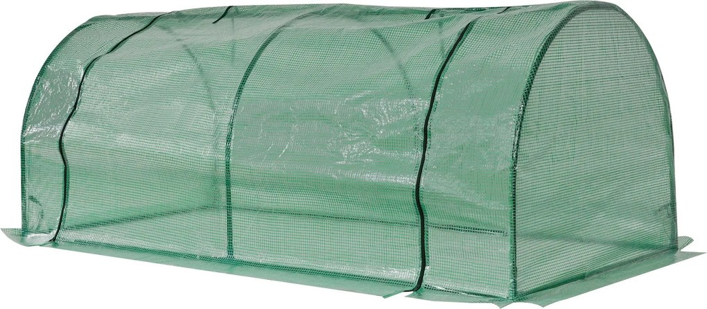 Outsunny Zahradní Skleník 200x100x80 cm Zelený Tunelový Typ Skleníku se Steel Rámem a PE Krytem Malý Skleník pro Pěstování Rostlin Rajčat | Aosom
