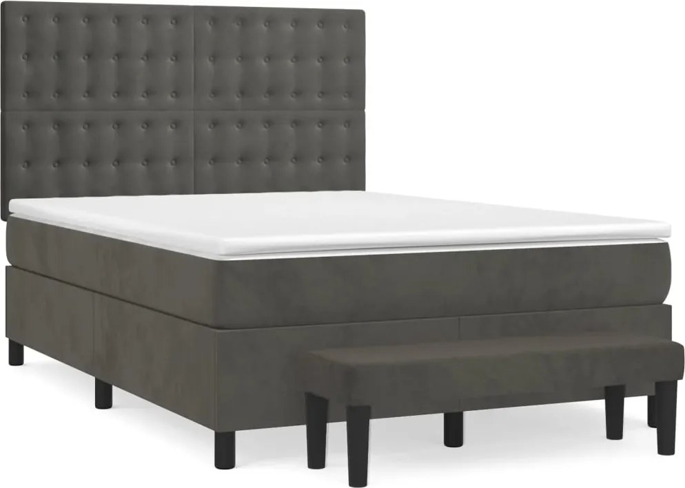 Box spring postel s matrací tmavě šedá 140x200 cm samet 3138086