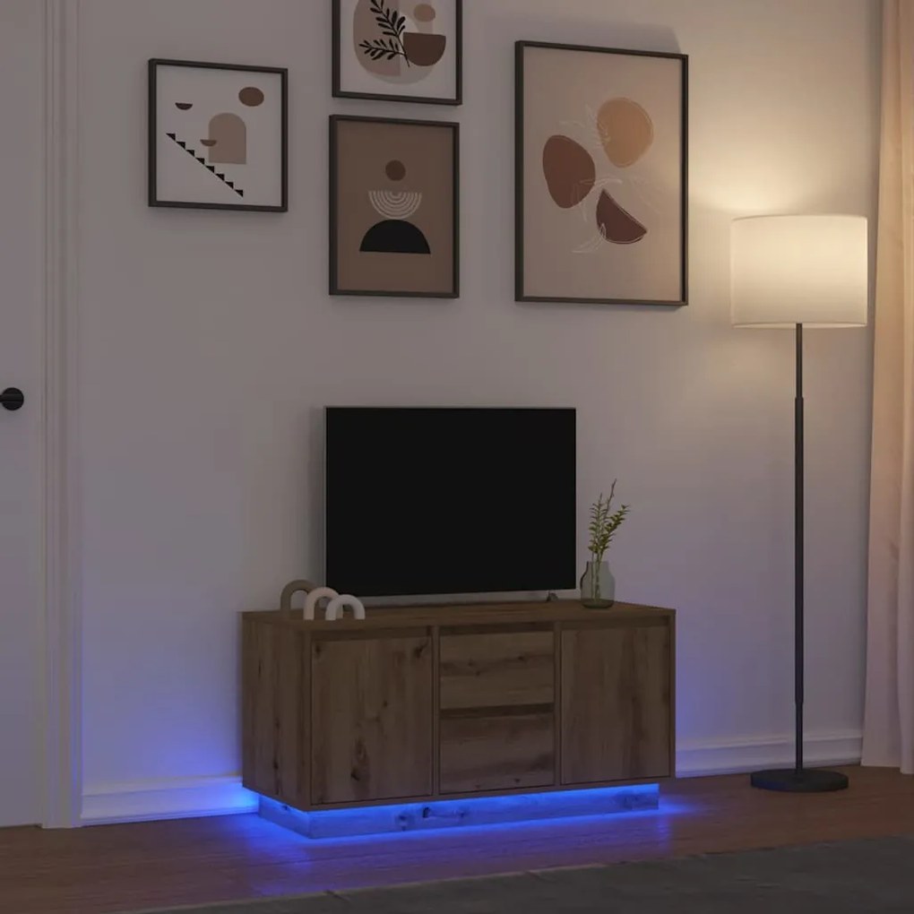TV skříňka s LED osvětlením dub artisan 100x41x50 cm