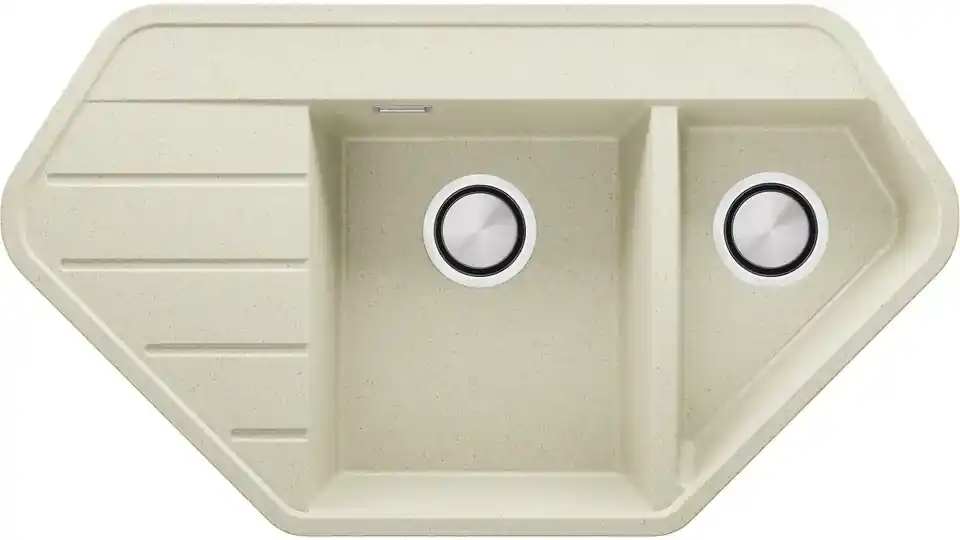 Primagran Rohový kuchyňský granitový 1,5-komorový dřez s odkapávačem Kodaň  900-80 Corner | BIANO