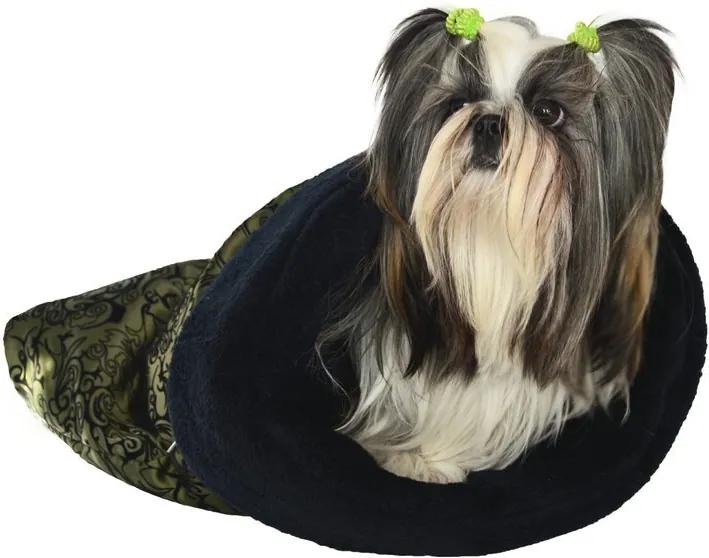 Pelíšek - spací pytel pro psy, no. 19, tmavě-zelený lux, vel.1