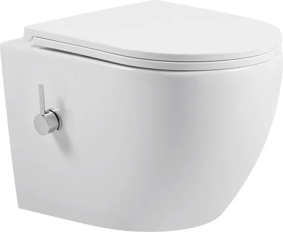 Erga Lily, závěsná WC mísa s funkcí bidetu + toaletní sedátko, bílá lesklá, ERG-V03-LILY-RIM-BID-WH