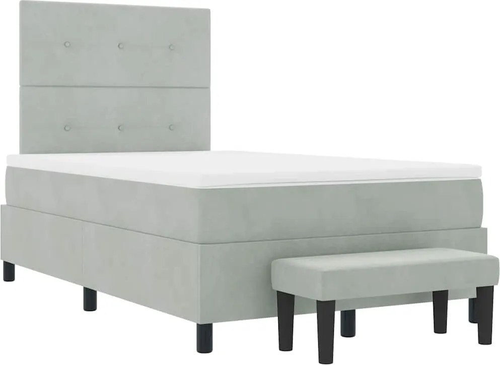 Postel s boxspringem s čelo Světle šedá 190 x 120 cm samet 3344498