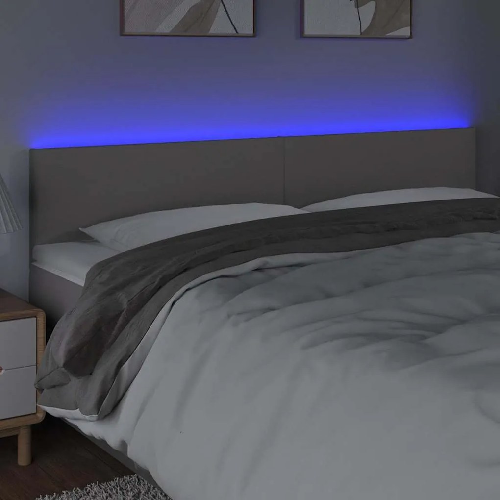 Čelo postele s LED šedé 160x5x78/88 cm umělá kůže 3121432