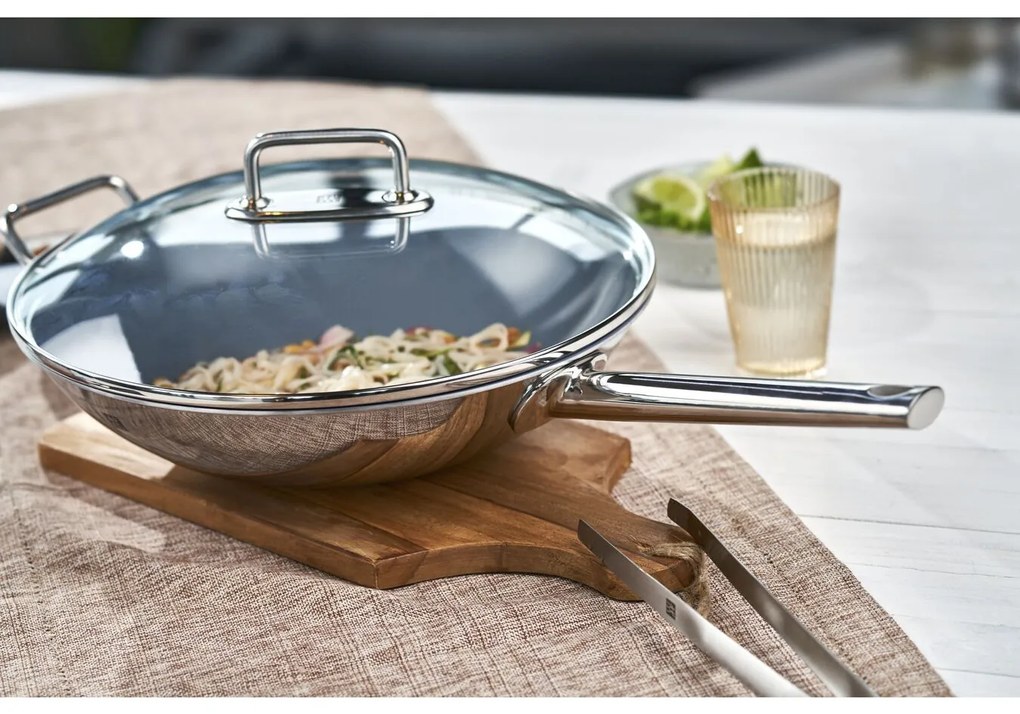 Zwilling Plus nepřilnavá pánev Wok se skleněnou poklicí 32 cm, 40992-032