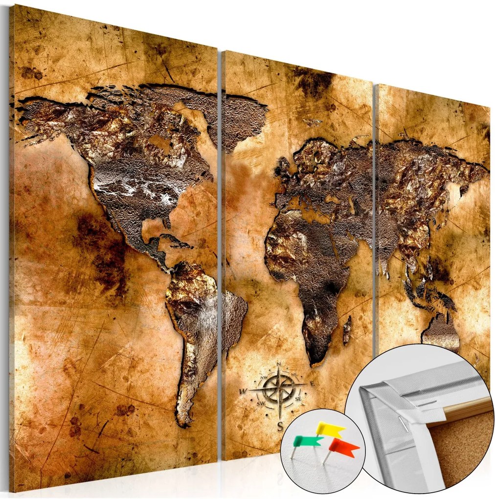 Murando DeLuxe Mapa na korkové tabuli - zlatý stín Velikost: 60x40 cm