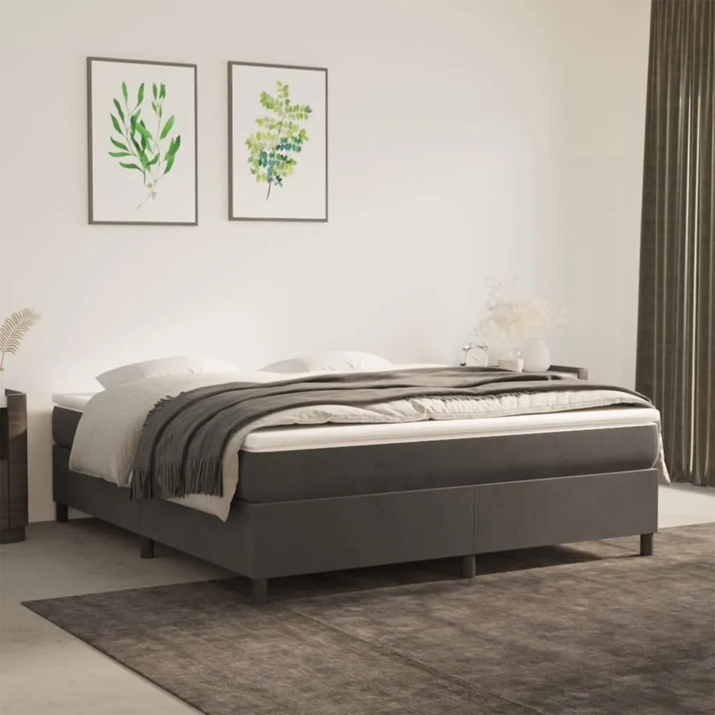 Box spring postel s matrací tmavě šedá 160x200 cm samet 3144688