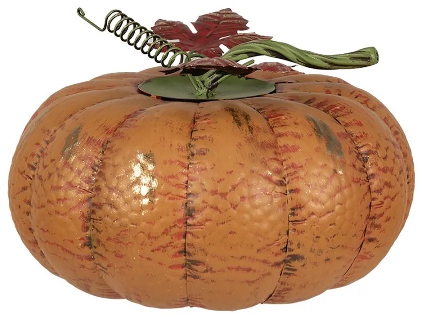 Oranžová kovová dekorace dýně Pumpkin - Ø 31*20 cm