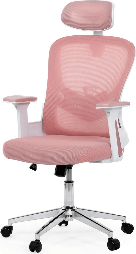 Ergonomická kancelářská židle EMILIE - růžová síťovina