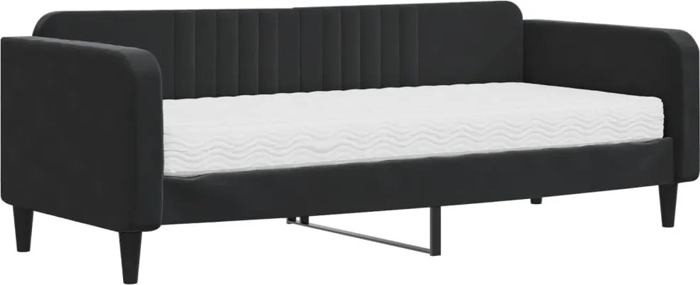 Válenda s matrací černá 90 x 200 cm samet 3197043