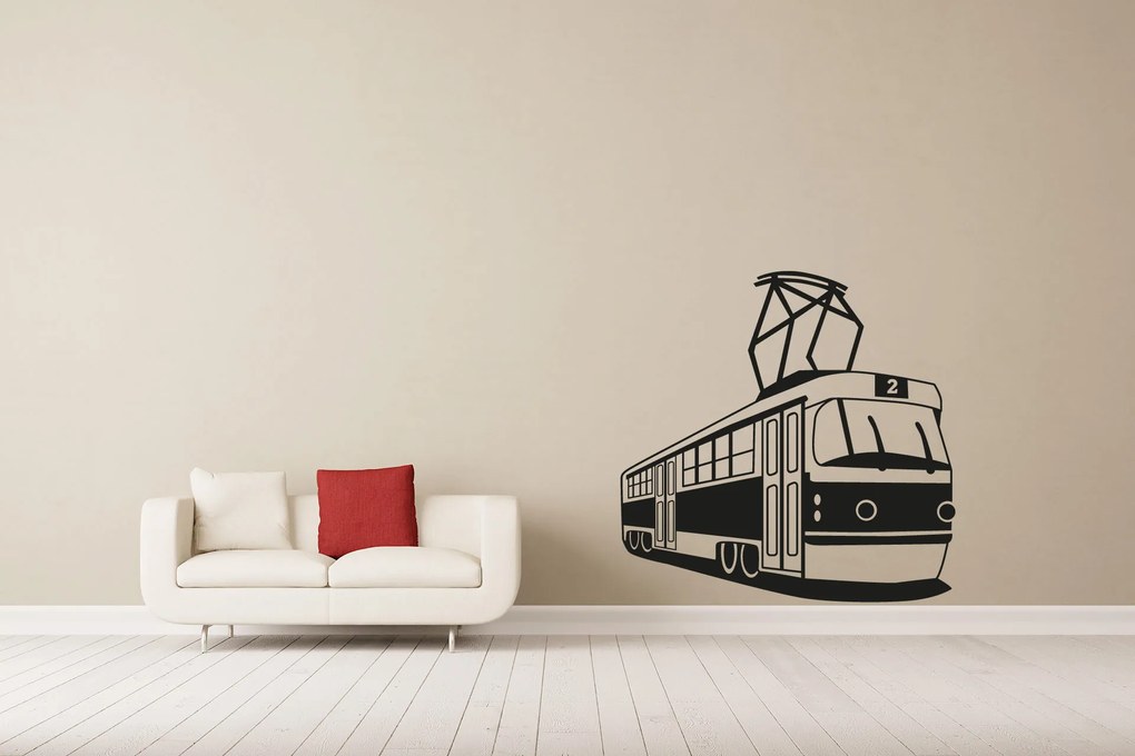 Lepy.cz Samolepka na zeď Tramvaj Velikost (šířka x výška): 75x74cm, Barevná varianta: Bílá