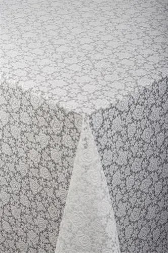 Ubrus PVC metráž, šířka 138 cm, transparentní růžičky bílé, IMPOL TRADE TR683