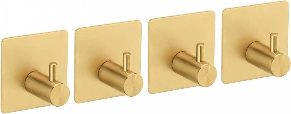 Erga Pad, samolepící háčky na ručníky bez vrtání, 4 ks, 4,5 × 4,5 cm, zlatá, ERG-YKA-CH.PAD4-GLD