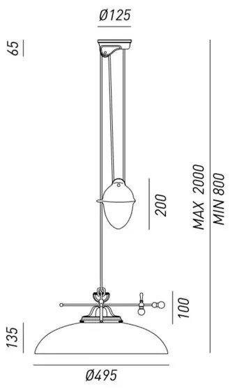 Il Fanale 080.11.OV Country, rustikální závěsné svítidlo se závažím z porcelánu a stínidlem z benátského skla, 1x15W LED E27, prům. 49,5cm