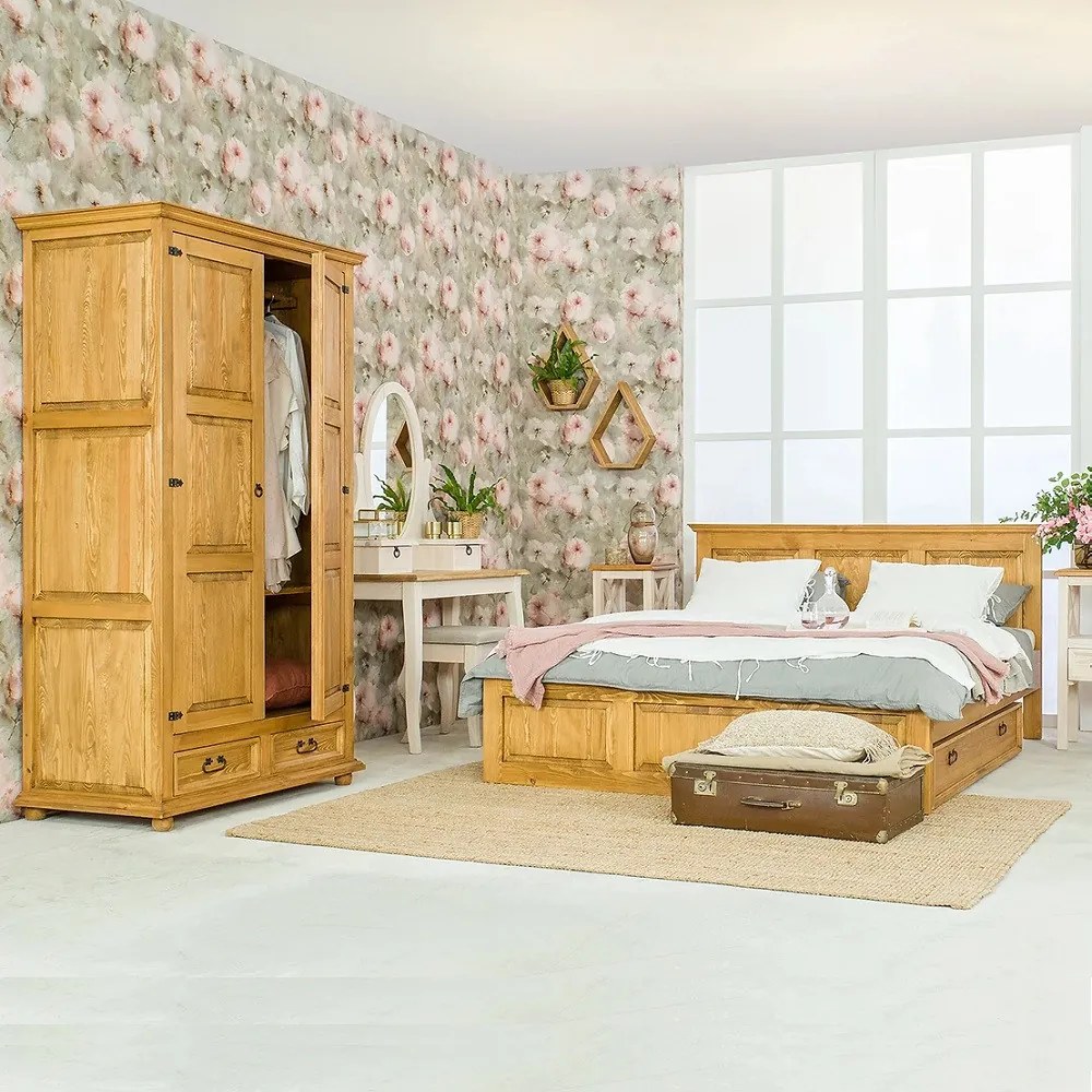 Massive home | Šatní skříň Corona I - výběr moření B – vpravo 3 police, vlevo šatní tyč